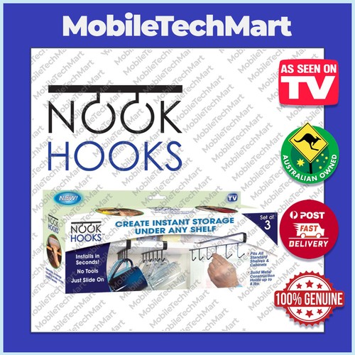 Nook Hooks AS SEEN ON TV Portable Hook System Storage Under Shelves ...