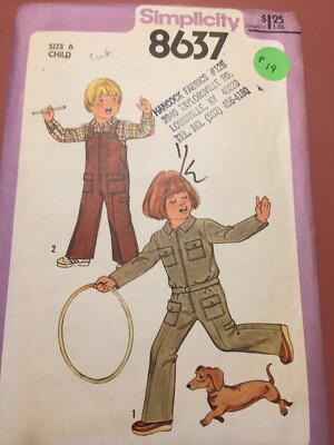 Vintage Simplicity Pattern #8637 Child Overalls Jacket Sz 6 | eBay