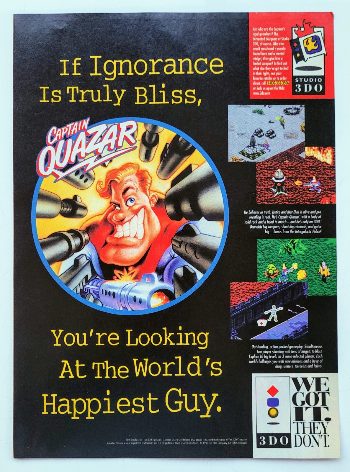 RARE! 1995 CAPTAIN QUAZAR 3DO Video Game = Promo PRINT AD | eBay