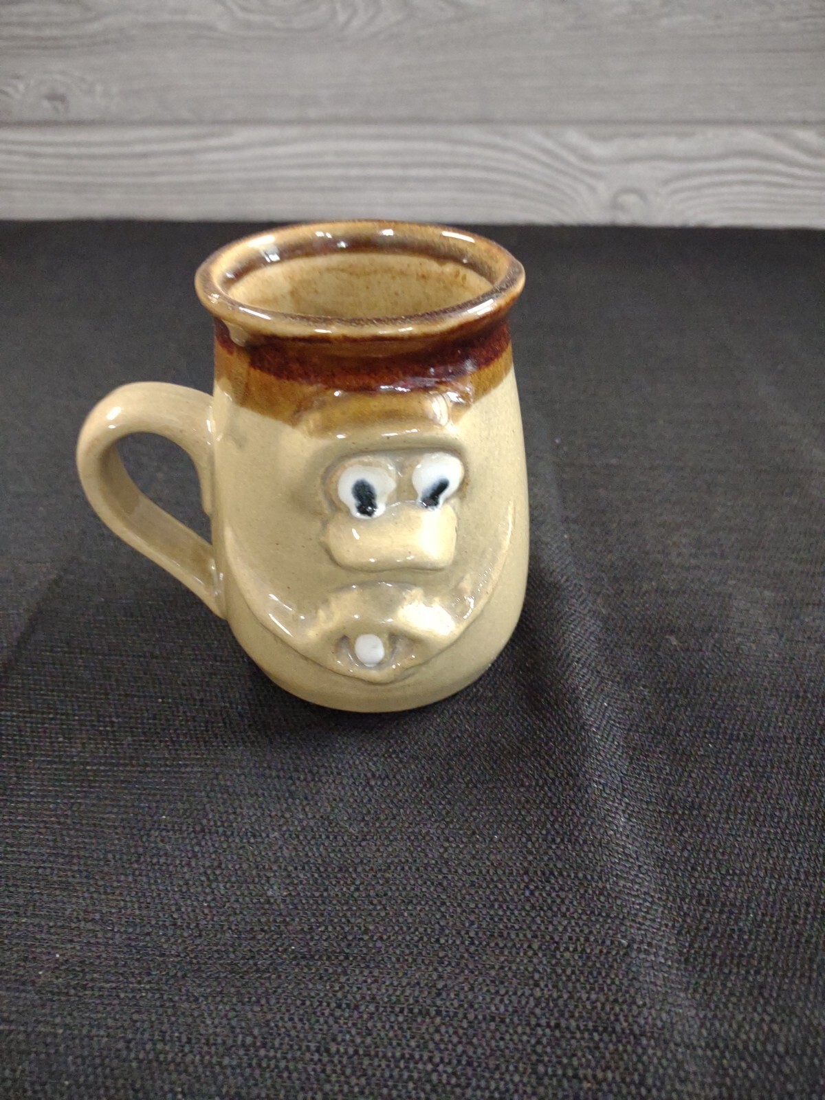 Vtg Funny Face Stoneware Pottery Mug Pretty Ugly Pottery Hill Billy Bob ...