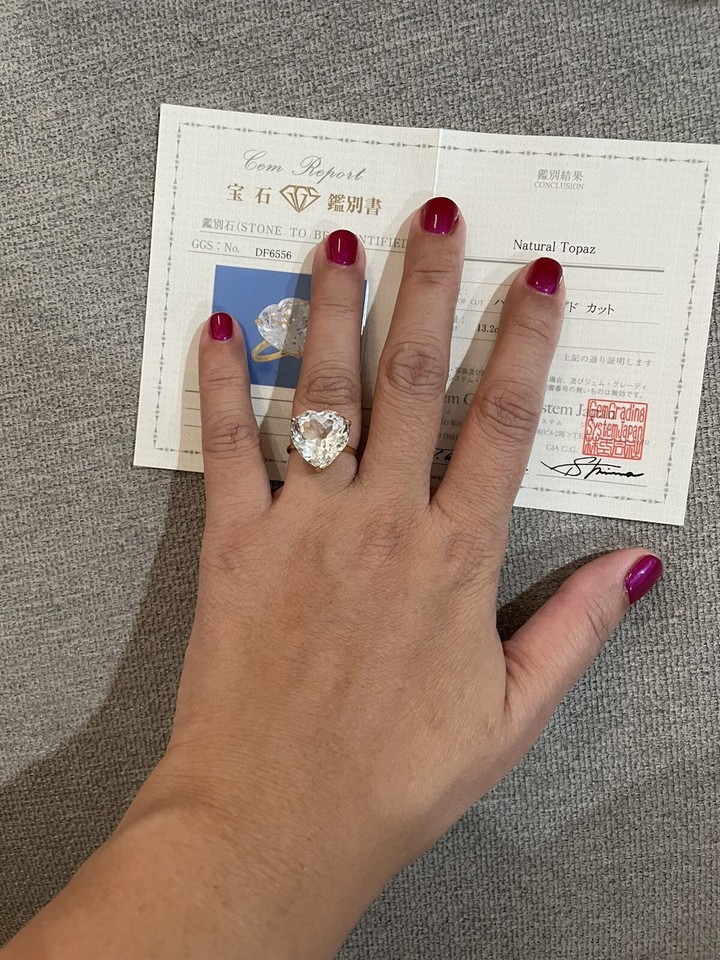 K18 18k Real Gold Japan Topaz Heart Shaped Ring cocktail April ...