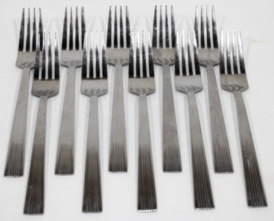 Delco Stainless Flatware - Ribbed - Dinner Forks Lot of 10 | eBay
