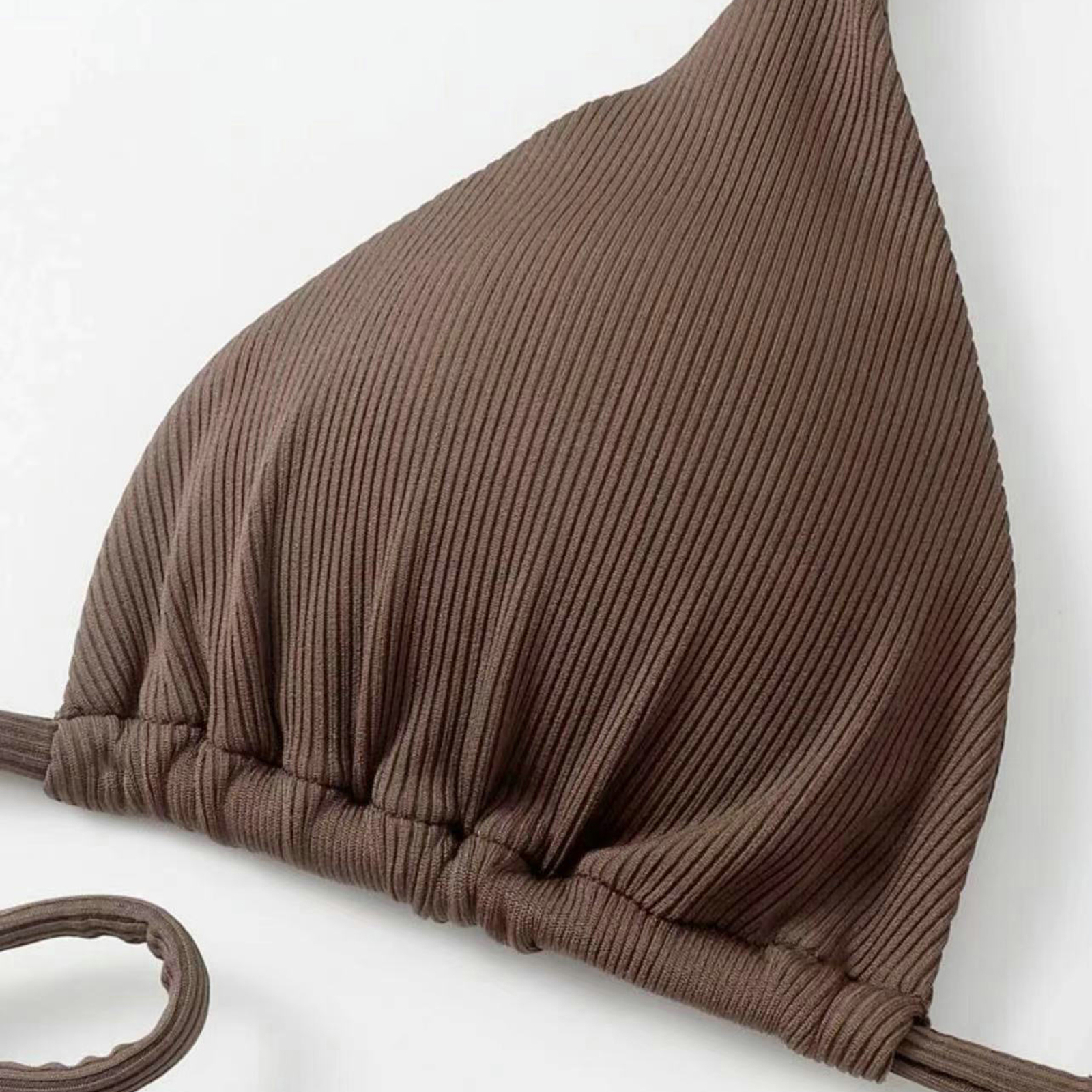 2pcs/set Women Swimsuit Sleeveless Gathering Halter Tiny Tie Lady ...