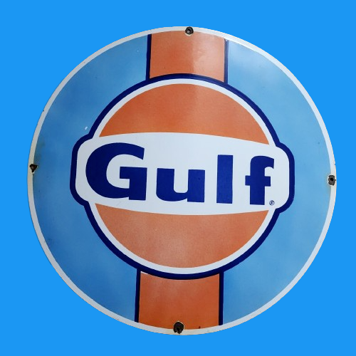 Porcelain Gulf Enamel Sign Size 30x30 Inches Double Sided | eBay