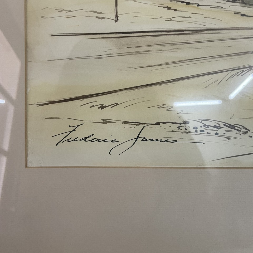 VTG Frederic James Original Watercolor Railroad Switch Signed by Artist ...