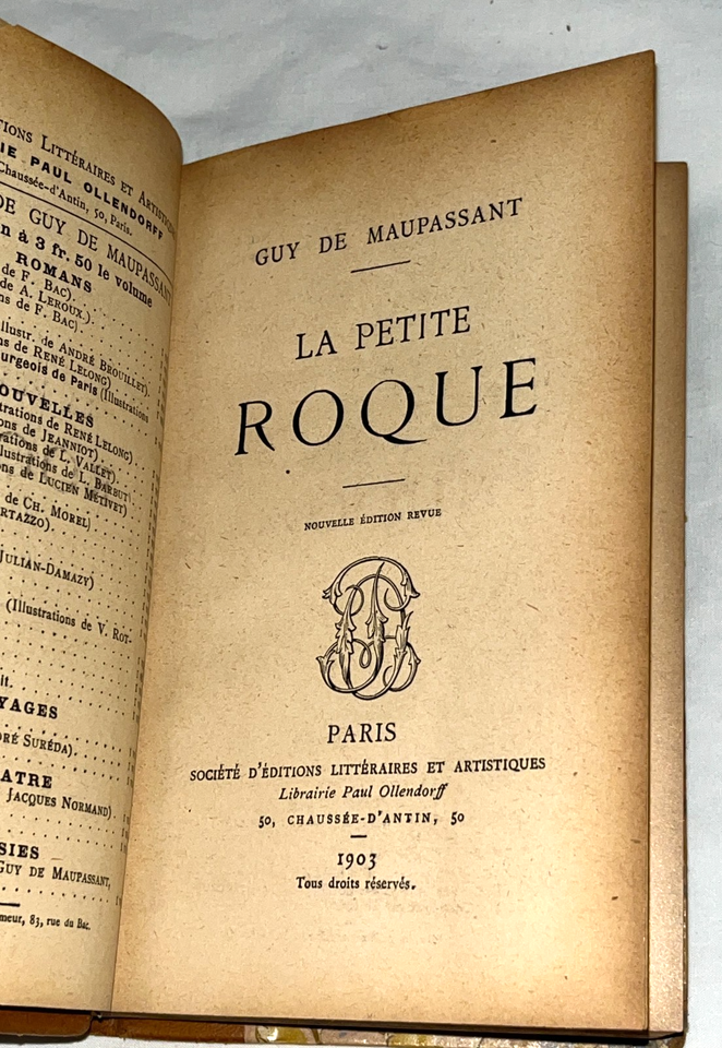 La Petite Roque Guy De Maupassant Antique 1903 Leather Bound French ...