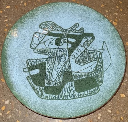 Ellamarie and Jackson Woolley Enamel on Copper Abstract Plate, Signed ...