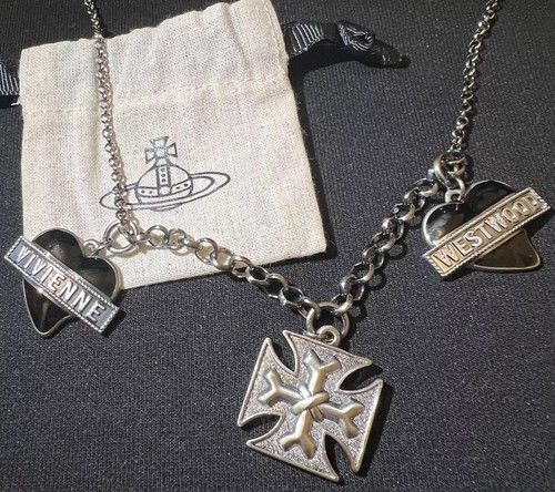 Vivienne Westwood Nana Triple Charm Black Heart And Cross Necklace #242 ...