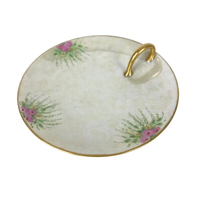 R S Germany Nappy Plate Hand Painted Gold Handle Pink Roses Vintage | eBay