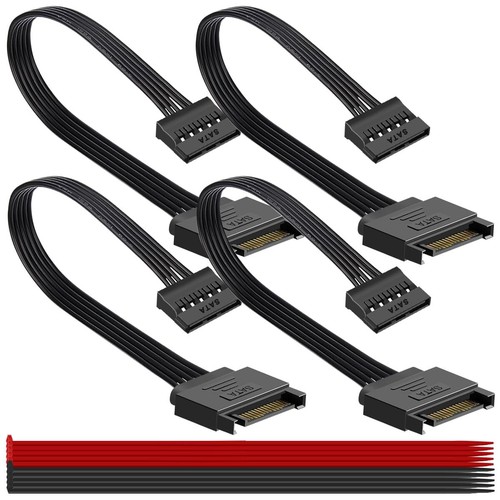 4 PCS 15 Pin SATA Power Extension Cable SATA Male to Female Extender ...