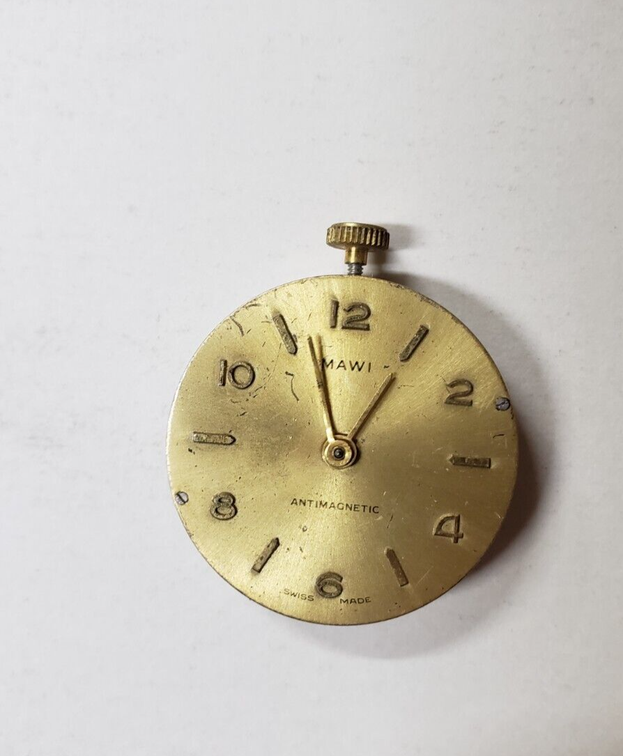 RARE Vintage Mawi Watch 1 JEWELS Dial Movement Gold Swiss Mack Co ...