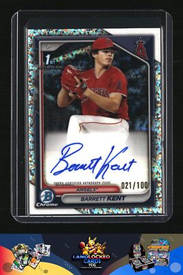 2024 Bowman Chrome 1st Barrett Kent /100 Mini Diamond Refractor Auto # ...
