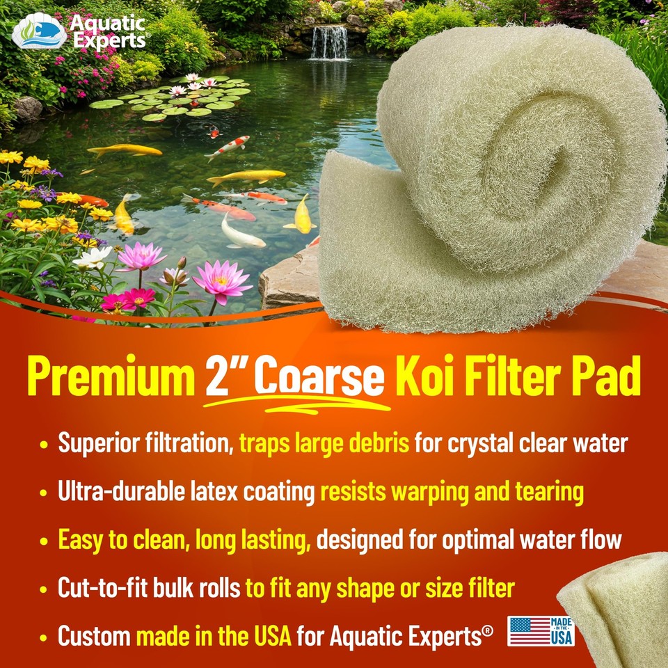 Cream COARSE Pond Filter Pad - 2 inch Thick - Bulk Roll Water Garden ...