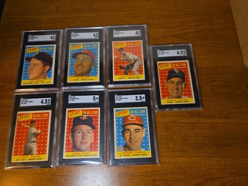Lot of (7) 1958 Topps Baseball SGC Graded ALL-STAR Cards All Brand New ...