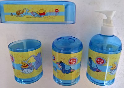 ~ Winnie the Pooh - 4 pc BATHROOM BATH SOAP HAND WASH CUP TOOTHBRUSH ...