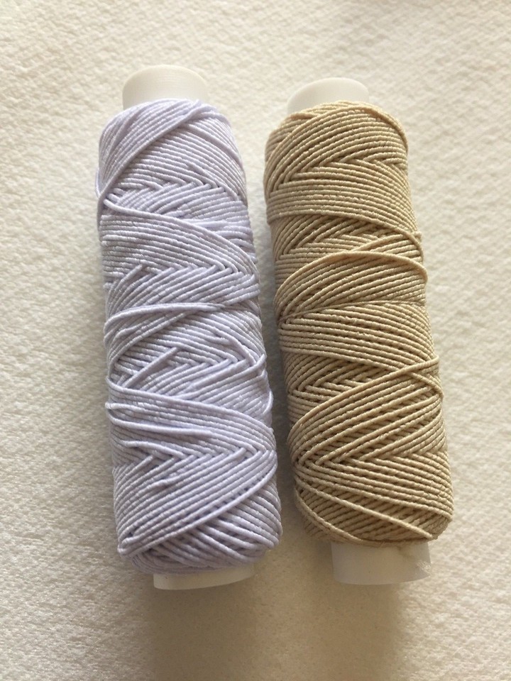 SHIRRING SHEARING ELASTIC THREAD 20 METRE SPOOLS PACK OF 2 REELS SEWING ...