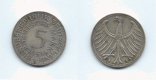 Allemagne, République Fédérale, 5 Deutsche Mark 1951 F (Stuttgart) | eBay