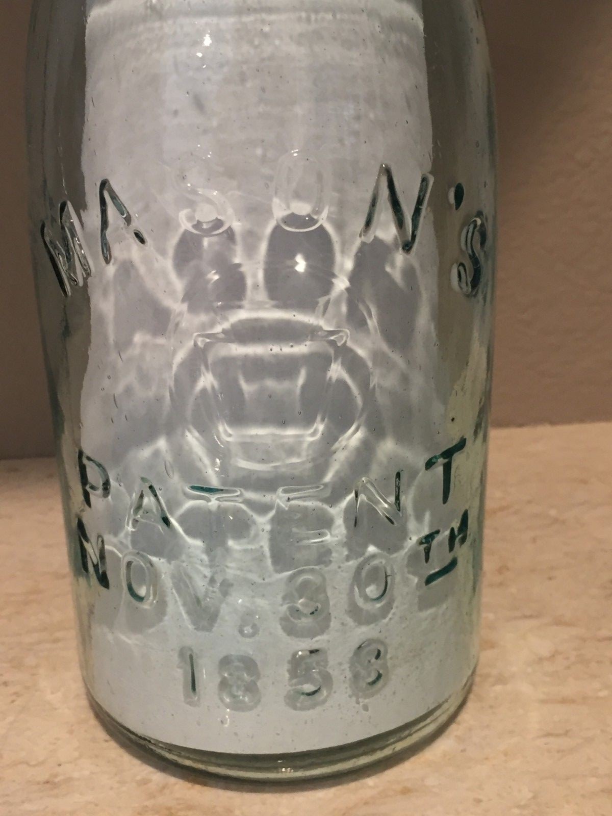 Mason's #83 Patent Nov 30th 1858 Keystone Circle Blue Glass Quart ...