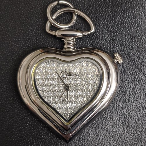 Colibri silver sparkle heart pendant watch clock PLW 90053J Japan ($60 ...