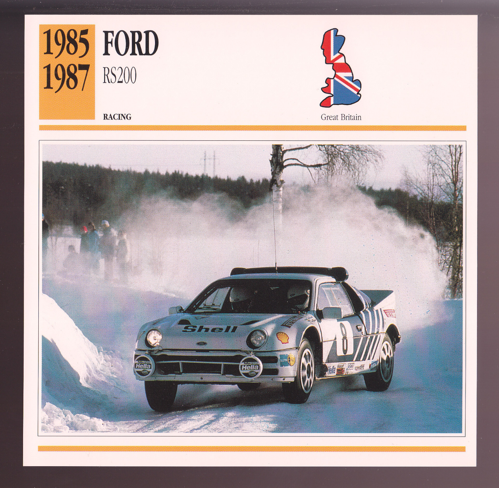 1985 1986 1987 Ford RS200 Rally Race Car Photo Spec Sheet Info Stat ...