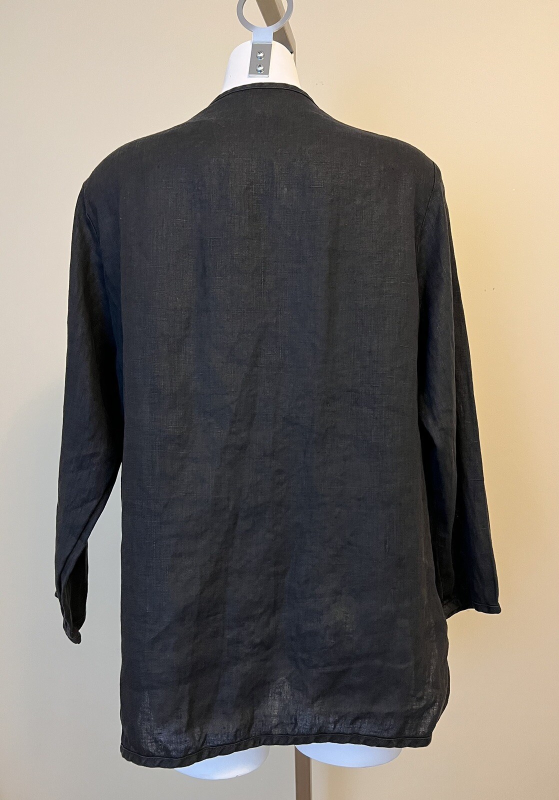 David Dart Collection Black 100% Linen Button Front Shirt Jacket Size ...