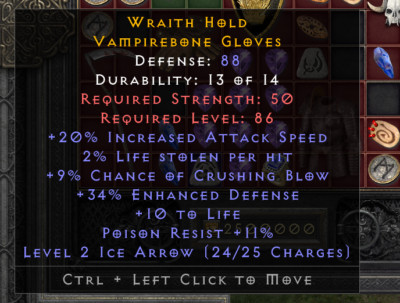 Diablo 2 Resurrected D2R PC | /20% ias/9% crushing blow/ life gloves NL ...