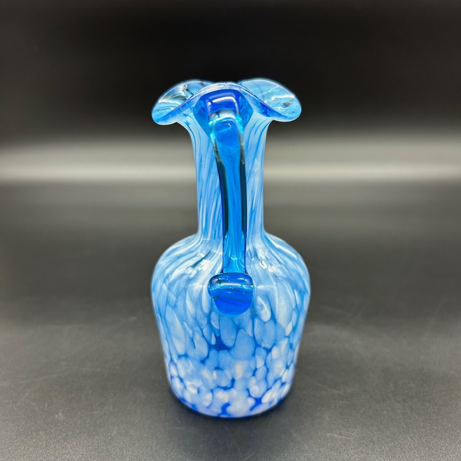 Vtg Rainbow Art Glass Mini Pitcher Aqua Turquoise Blue White Spatter ...