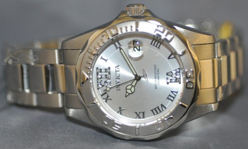 Invicta Ladies Pro Diver Silver Dial Crystal Accent Stainless Steel ...