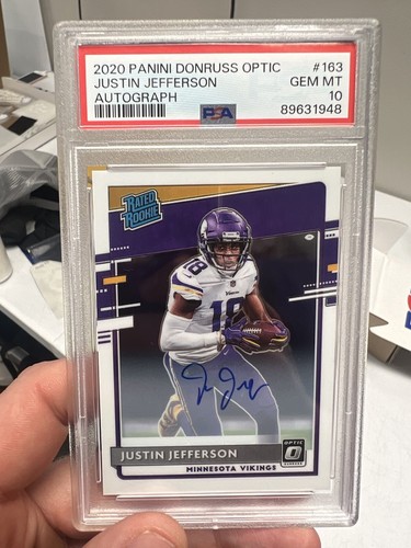 2020 OPTIC JUSTIN JEFFERSON VIKINGS AUTO AUTOGRAPH ROOKIE /150! PSA 10 ...