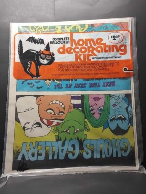 Vintage Complete 12 pc Halloween Home Decorating Kit NOS ghost spider ...