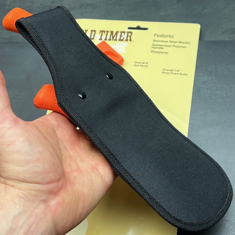Schrade Old Timer Blaze Orange Hunt Pack Fixed Blade Hunting Skinning ...