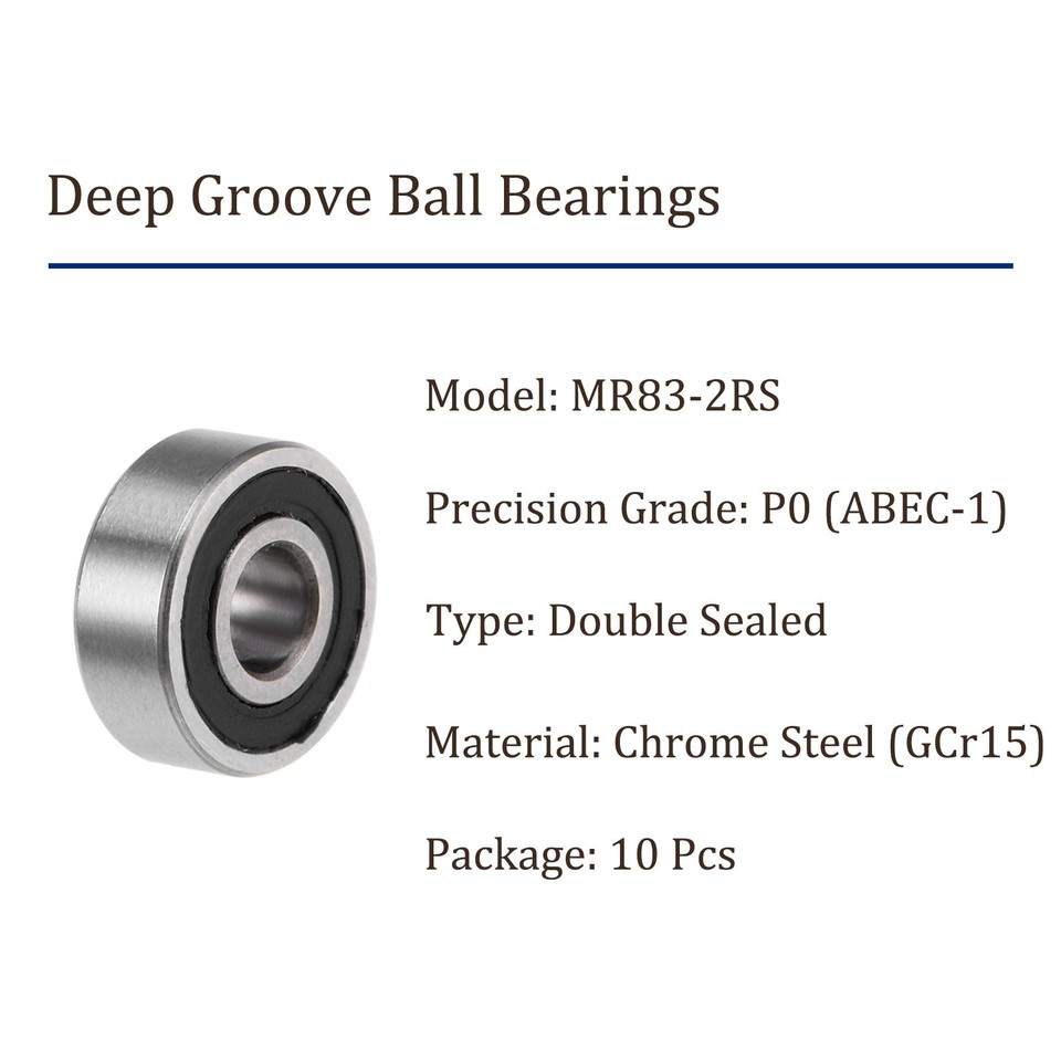 10pcs Deep Groove Ball Bearings - [3mm x 8mm x 3mm] Chrome Steel Balls ...