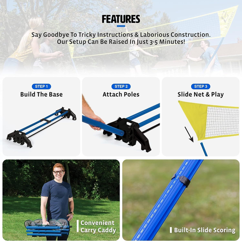 EastPoint Sports 5ft net, official size rackets, Yellow/Blue (Standard ...