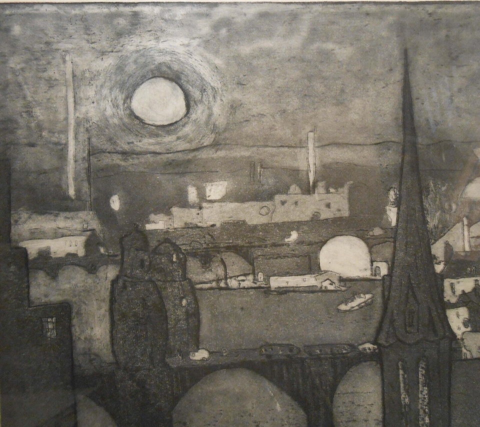 ISABELLA BANKS MARKELL (USA 1891-1980) 'BOSTON' B/W AQUATINT PRNT #4/50 ...