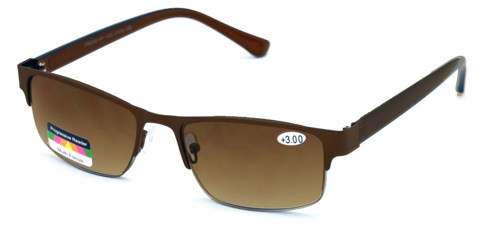 Metal Rectangle Progressive No Line Reading Glasses Tri-Focal ...