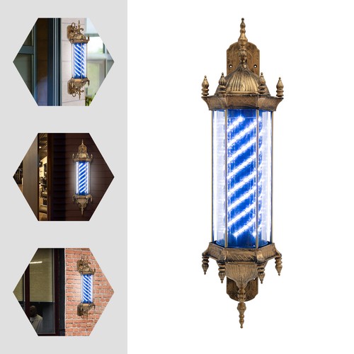 LED Barber Shop Pole Light White Light Rotating Hair Salon Sign Lamp ...