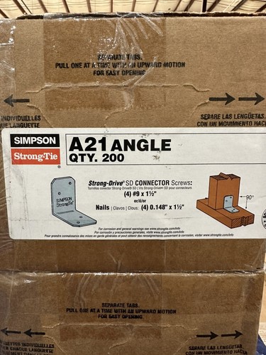 Simpson Strong Tie A21-200 18-Gauge Angle (200-Per Box) | eBay