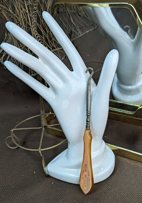 Vintage Shoe Button Hook Boot Celluloid Pink & Amber 5 1/2" Long Handle ...