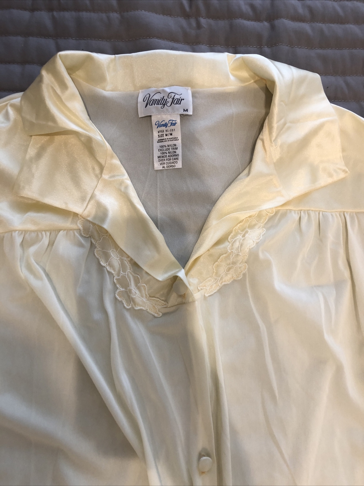 SHADOWLINE Woman PALE Yellow Robe 3/4 NIGHTGOWN Housedress Lightweight ...