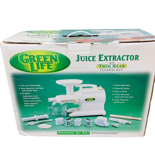 Green Life Juice Extractor Twin Gear Juicer Pasta Maker Bundle In Box ...