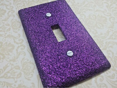 Cute Dark Purple Glitter ~ Bling Light Switch Plates, Outlets Covers ...