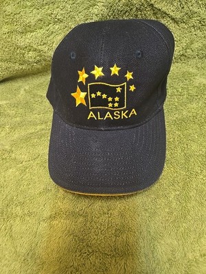 Alaska Flag State Spell Out Strap Back Hat Adjustable Arctic Circle Cap ...