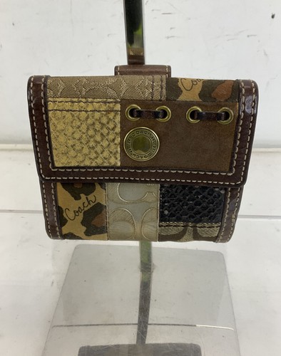 Coach Brown Gold Multi Signature Patchwork Jacquard Leather Wallet | eBay