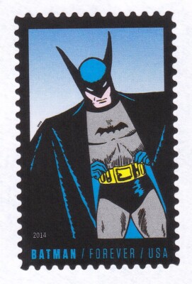 2014 BATMAN STAMP FOREVER STAMP GOLDEN AGE GOTHAM CITY BAT CAPE DC ...