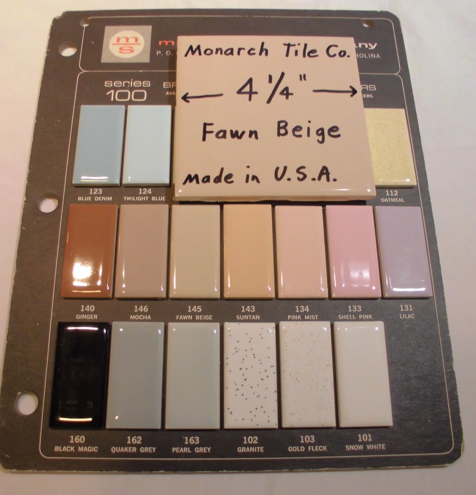 1 pc. Glossy Ceramic Tile *Fawn Beige* 4-1/4" by Monarch Tile Co. U.S.A ...