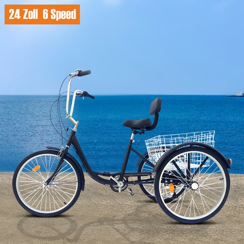 24 Zoll Dreirad Für Erwachsene 6-Gang Senioren 3-Rad Fahrrad Mit ...