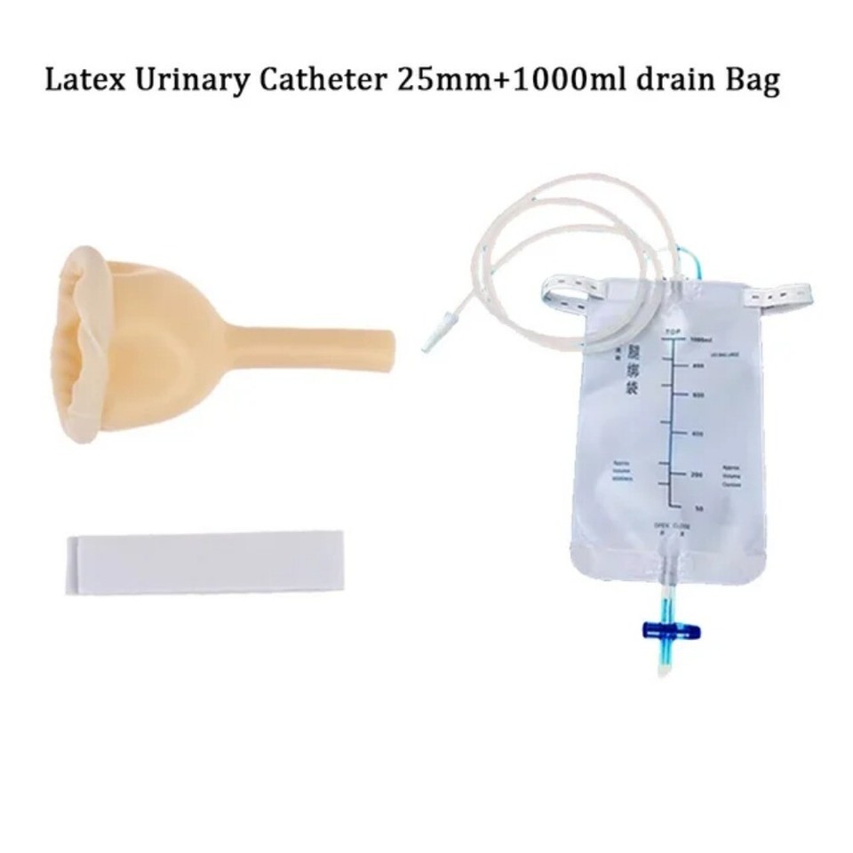 Set of 2 Men Reusable Latex Sleeve Type Urine Bag Male Drainage ...