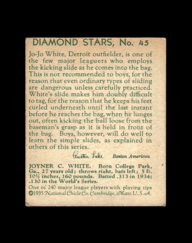 1934-36 Diamond Stars Set-Break # 45 - Jo Jo White VG-VGEX *GMCARDS* | eBay