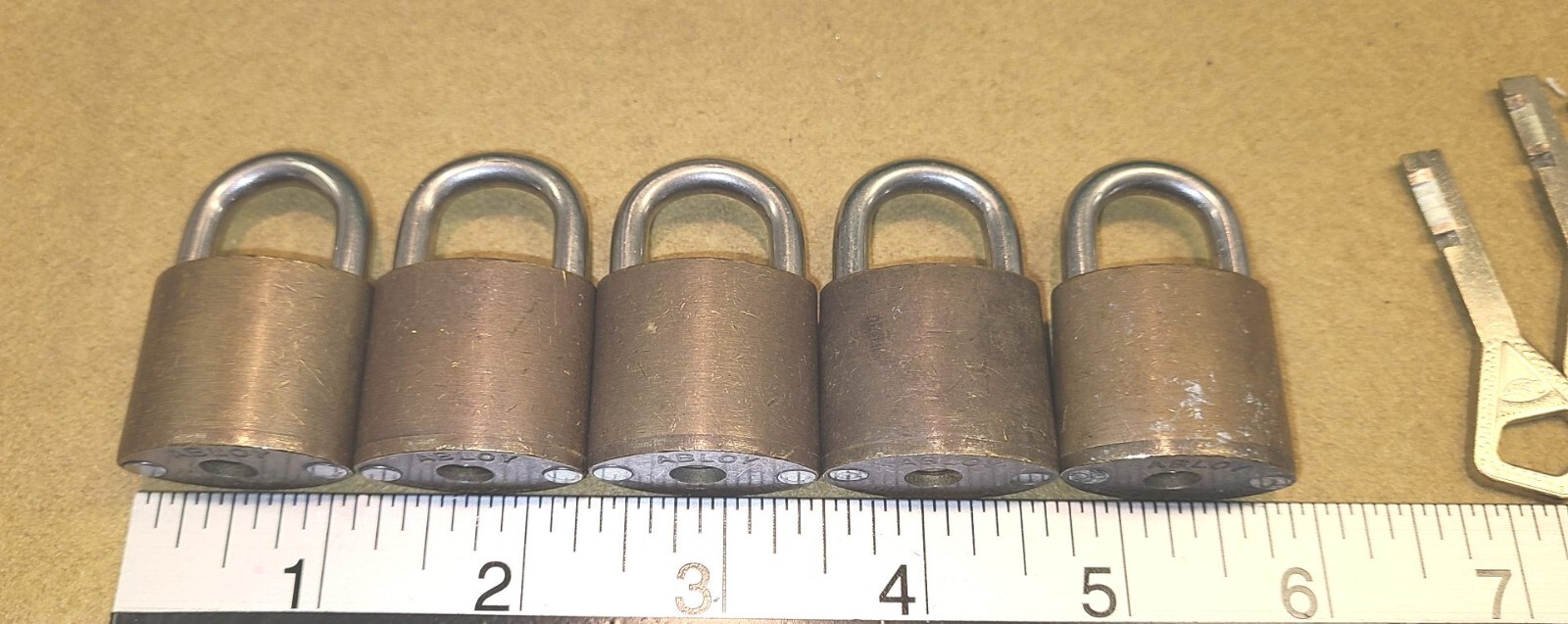 5 x vintage Abloy mini sized padlocks with 4 keys, made in Finland ...