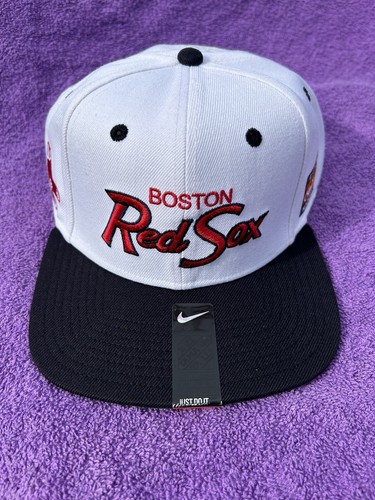 Nike Vintage Two Toned Script Boston Red Sox Snapback Hat / Cap (WHT ...